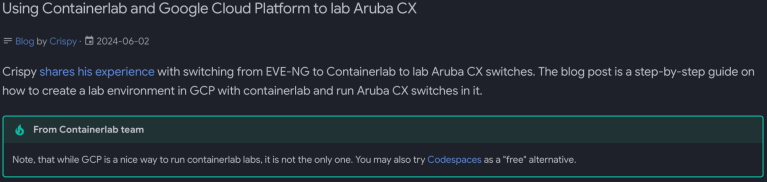 Aruba CX lab with Containerlab and GitHub Codespaces – CrispyFi Blog